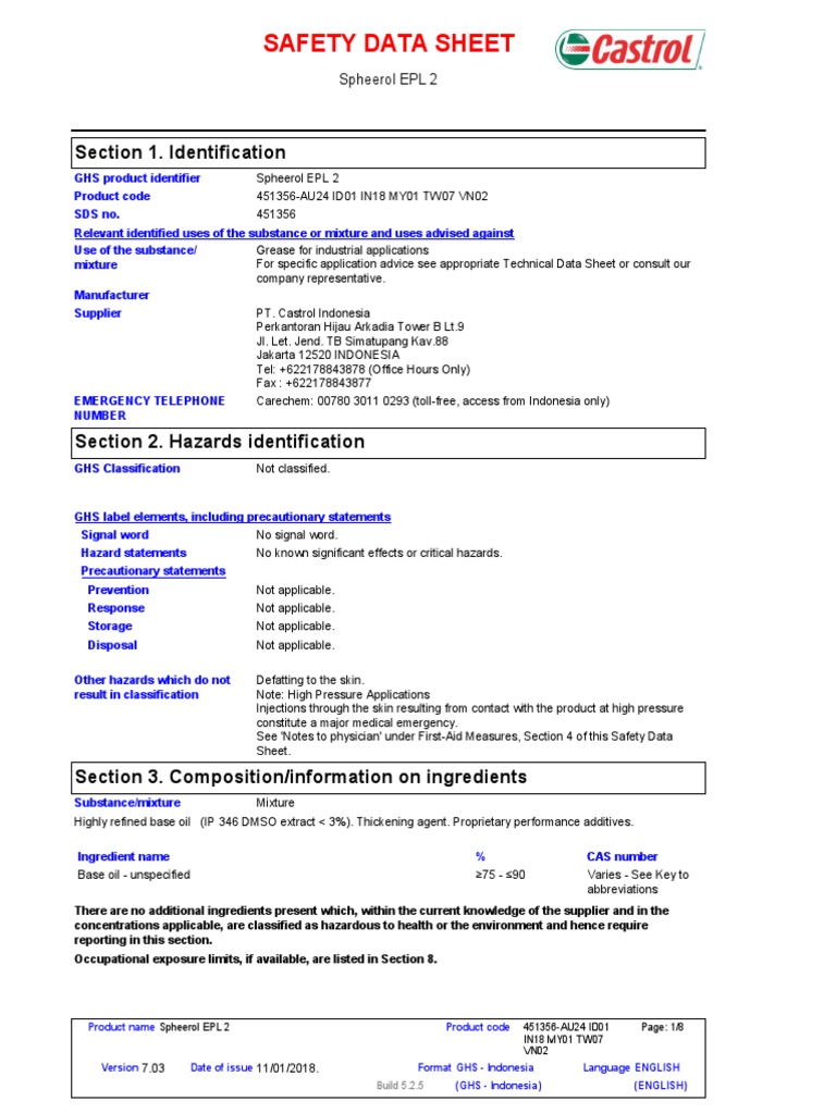 Safety Data Sheet: Section 1. Identification | PDF | Firefighting | Personal Protective Equipment
