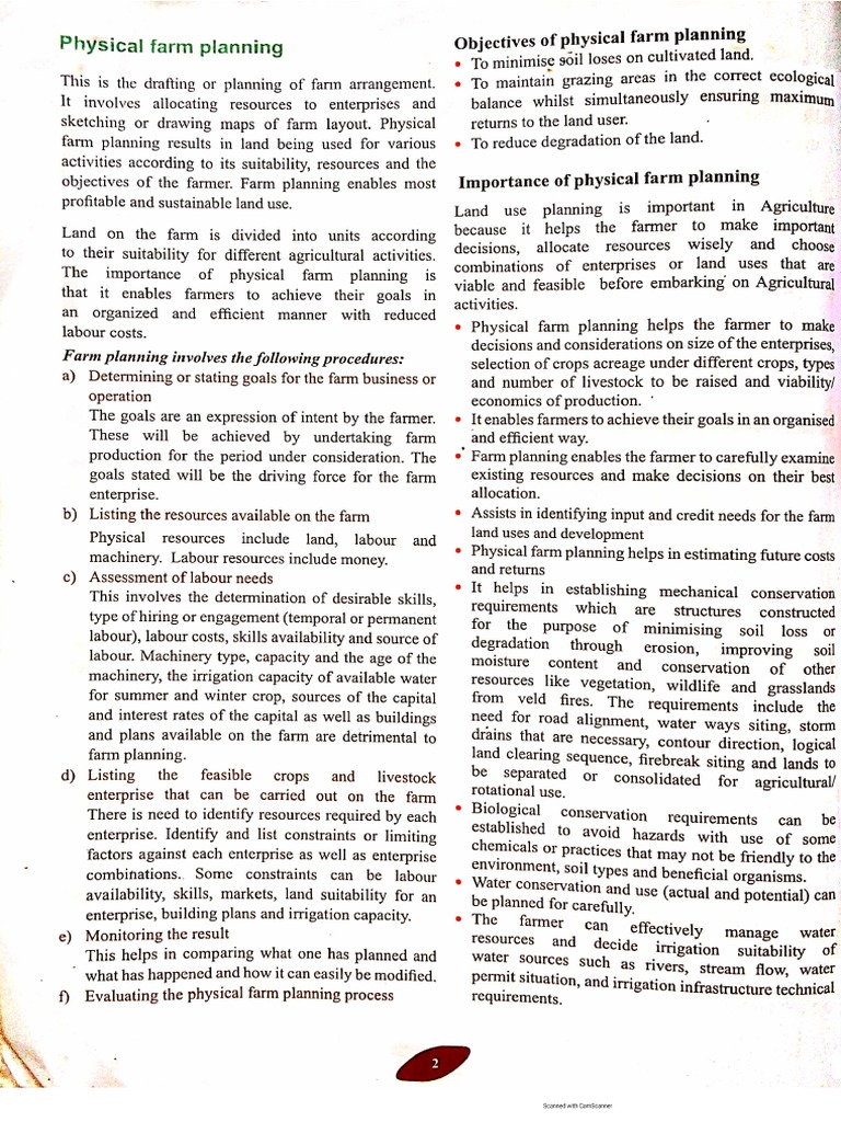 Land Use and Physical Farm Planning | PDF