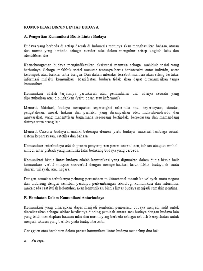 Komunikasi Lintas Budaya | PDF