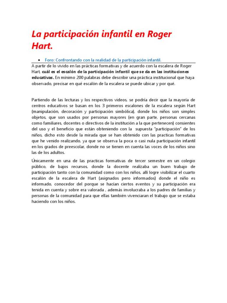 La Participación Infantil en Roger Hart | PDF