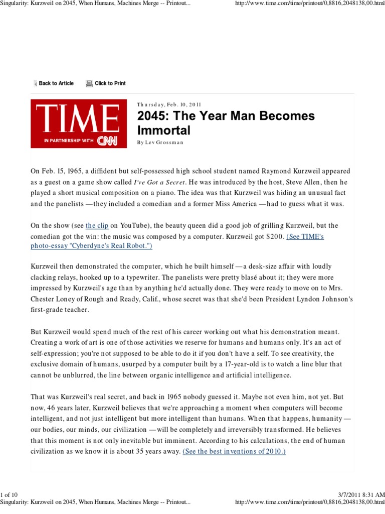2045 - The Year Man Becomes Immortal | PDF | Technological Singularity ...