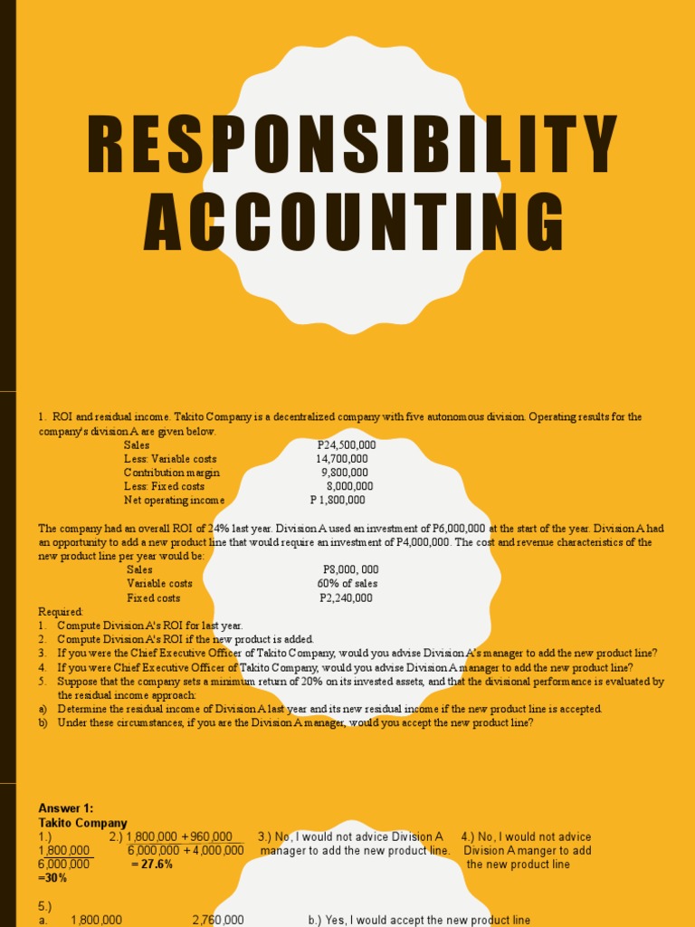 Responsibility Accounting | PDF | Return On Investment | Revenue