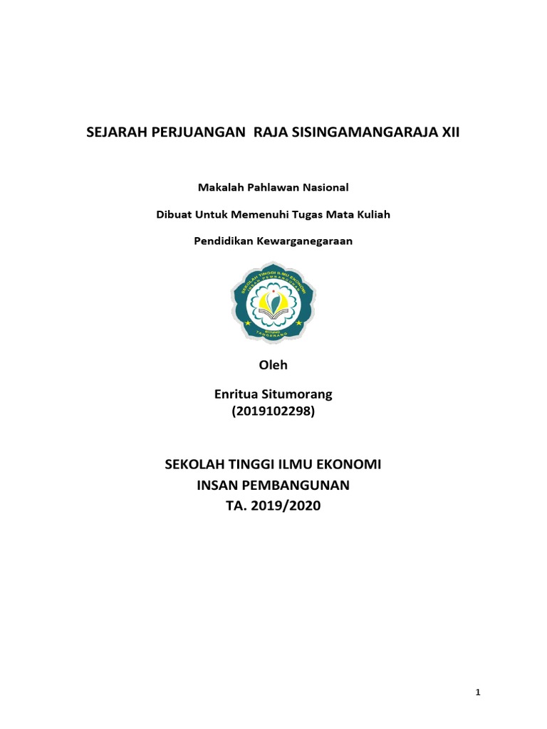 Sejarah Perjuangan Raja Sisingamangaraja Xii | PDF