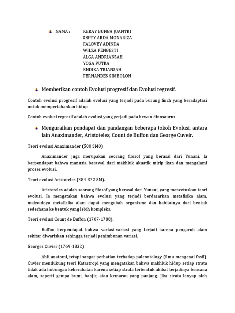 Contoh Evolusi Progresif dan Regresif | PDF