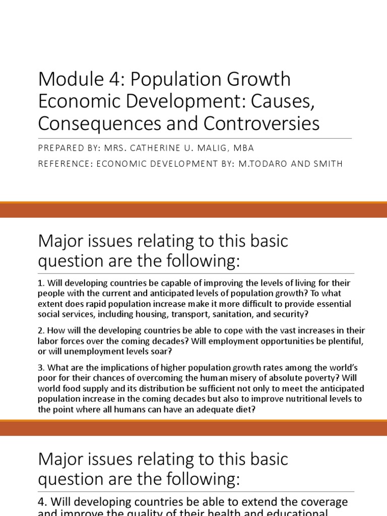 Module 4 - Population Growth Economic Development - Causes ...