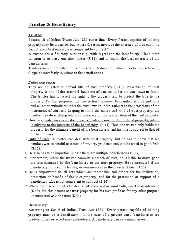 Trustee & Beneficiary | PDF | Trust Law | Trustee