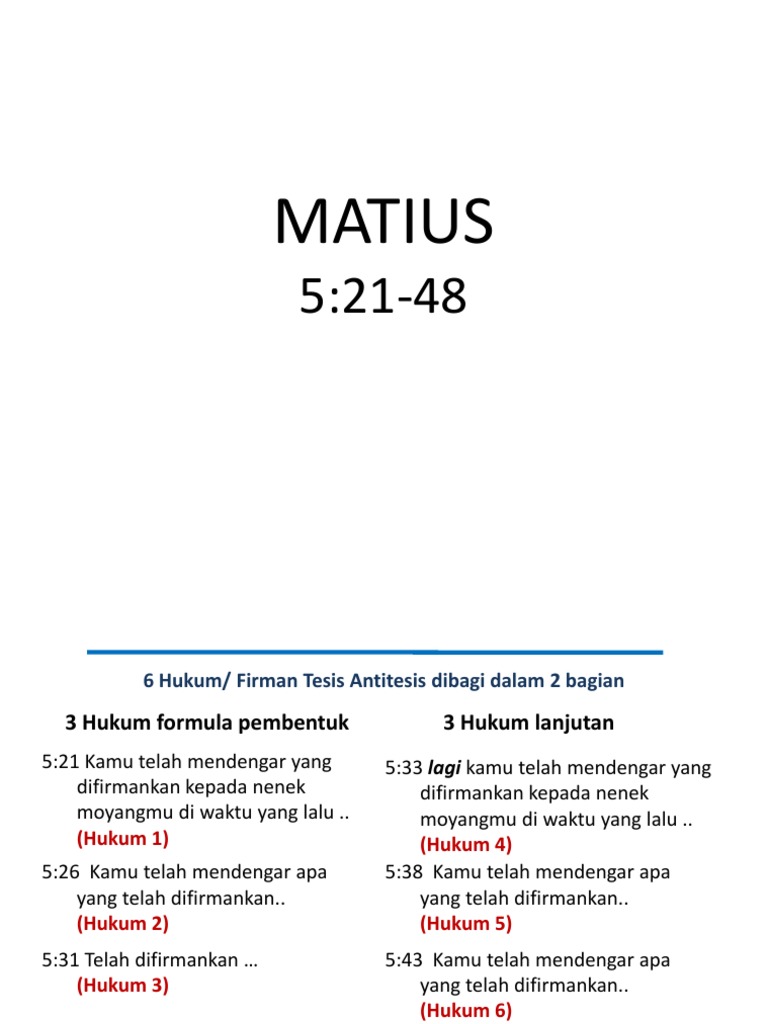 Matius 5 Ayat 21-48 | PDF