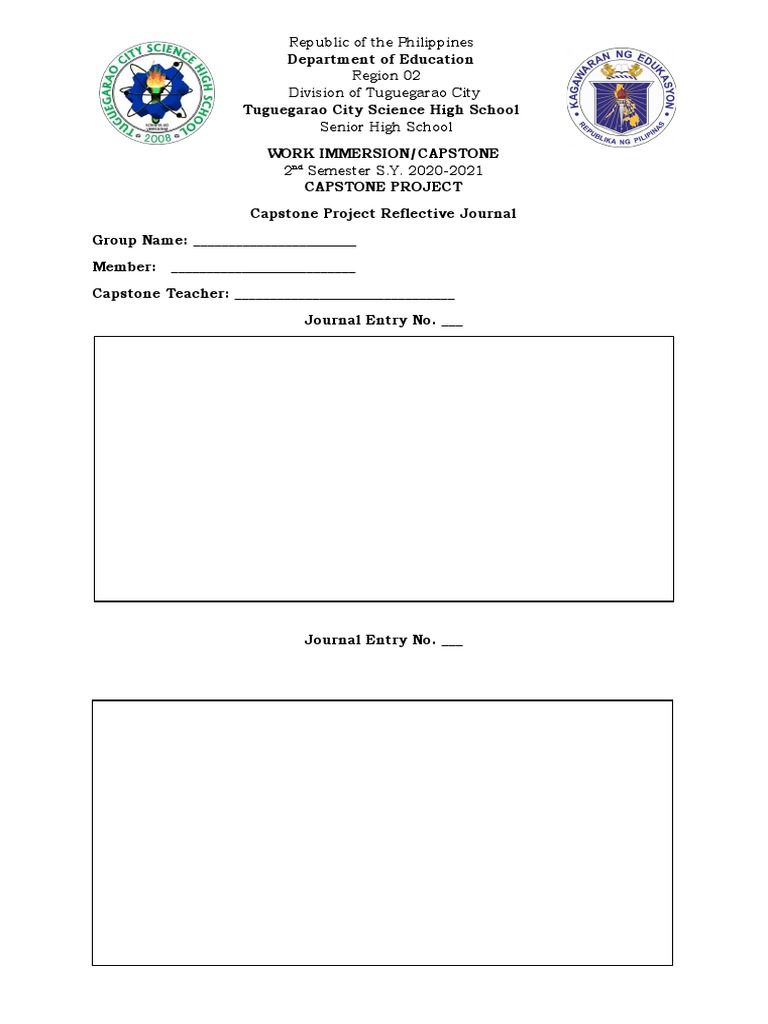 Capstone Project Reflective Journal Guide | PDF