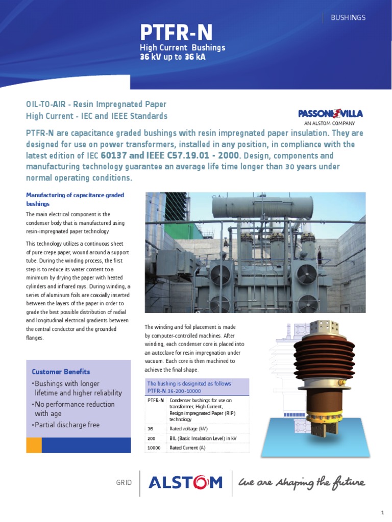 ALSTOM PASSONI-VILLA High Current Bushings | PDF | Transformer ...