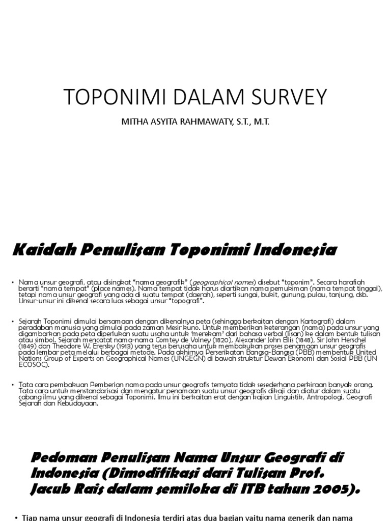 Toponimi Dalam Survey | PDF