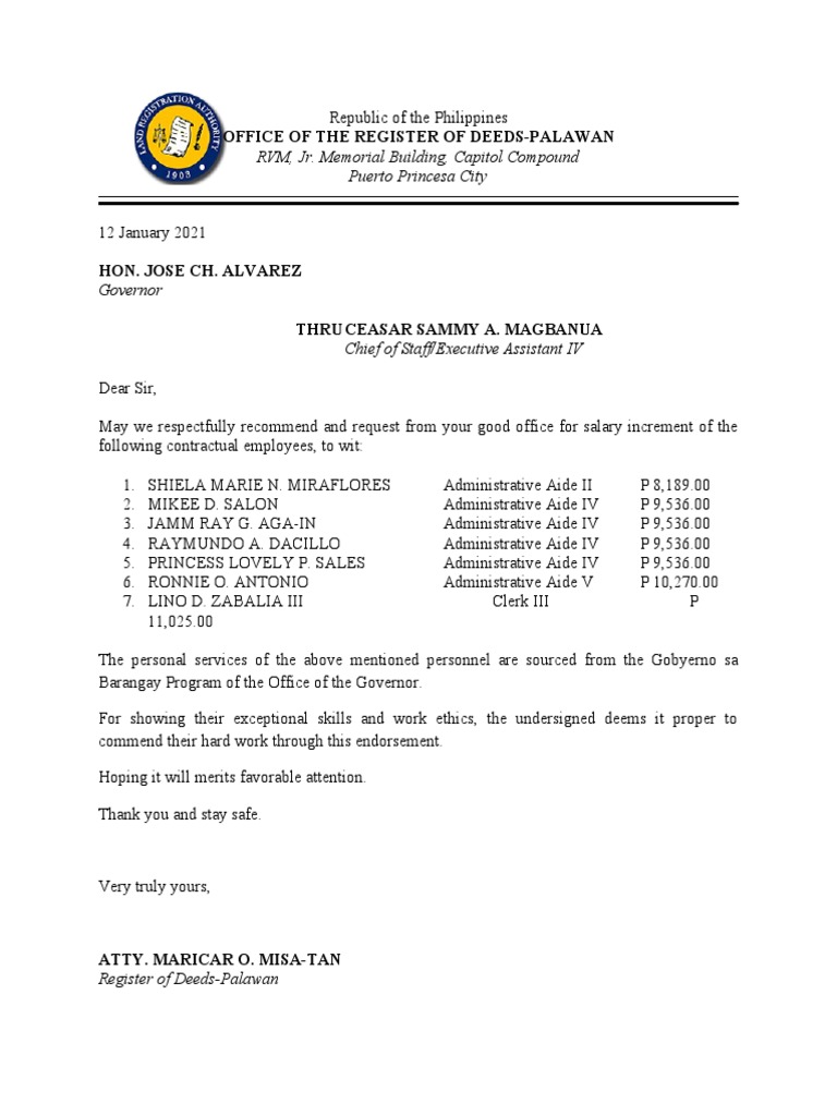 Letter Register of Deeds Contractual | PDF