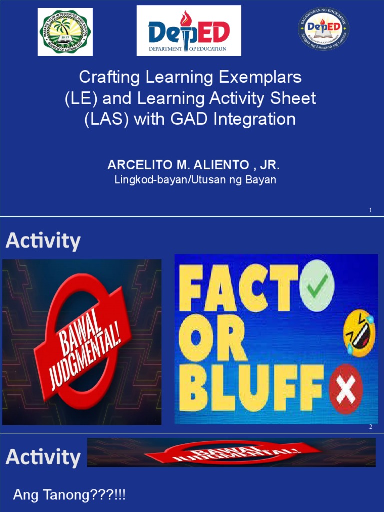 Crafting Learning Exemplars (LE) and Learning Activity Sheet (LAS) With ...