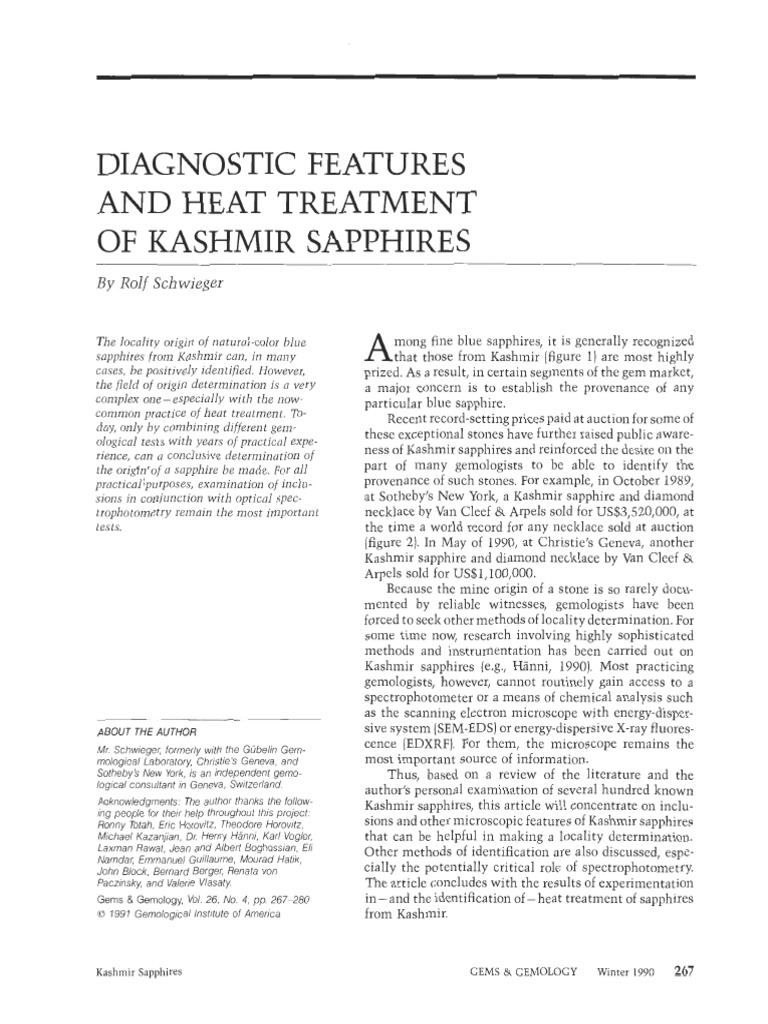Diagnostic of Kashmir Sapphires | PDF | Gemstone | Minerals