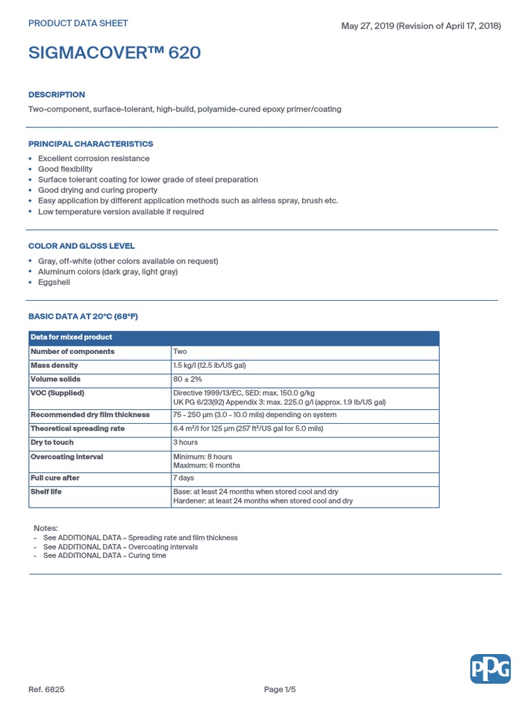 Sigmacover™ 620: Product Data Sheet | PDF | Epoxy | Corrosion