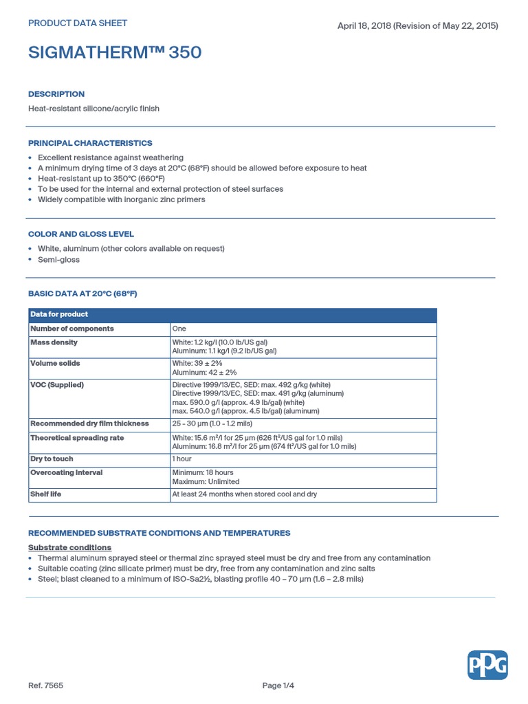 Sigmatherm™ 350: Product Data Sheet | PDF | Paint | Nature