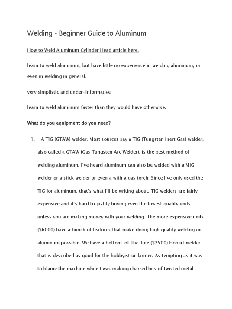 How To Weld Aluminium For Dummy | PDF | Welding | Construction