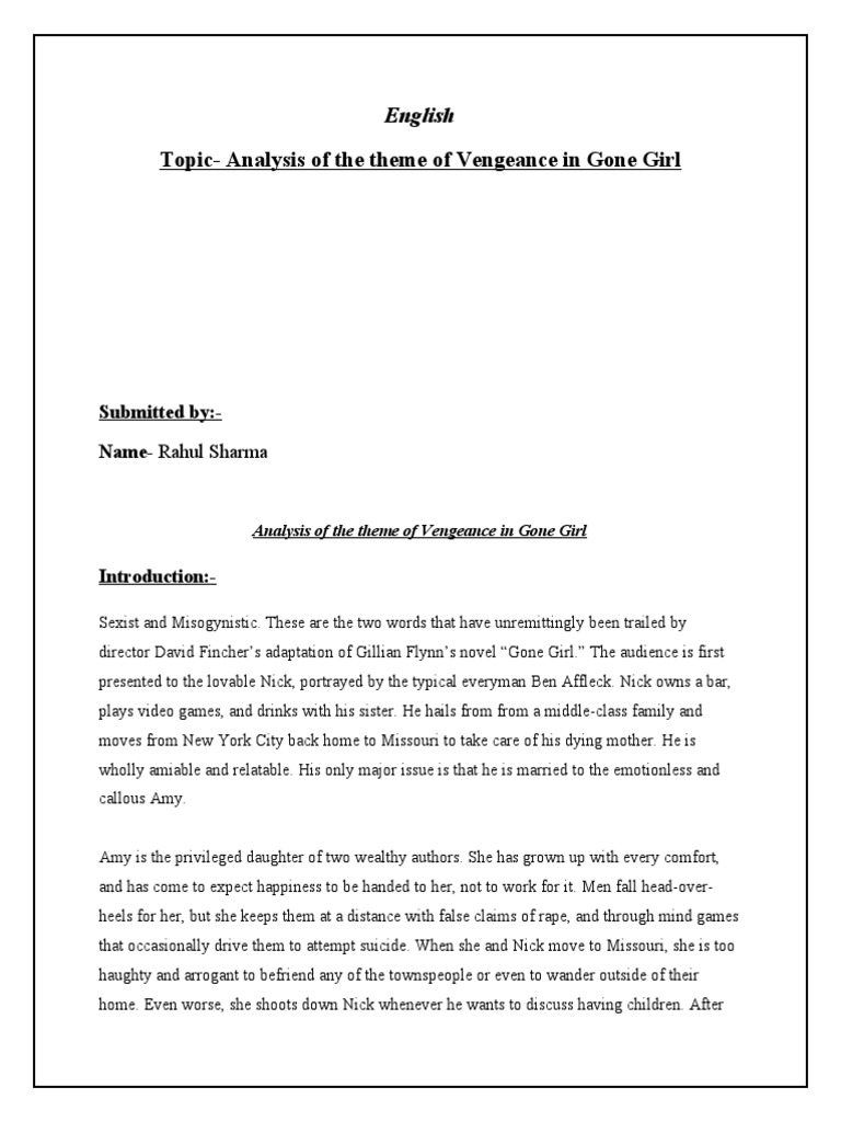 Analysis of The Theme of Vengeance in Gone Girl | PDF | Crime Thriller