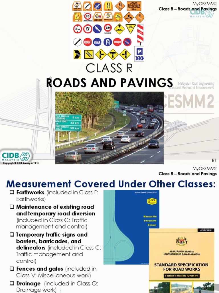 MyCESMM2 Class R - Roads & Pavings 2018 | PDF | Road Surface | Asphalt