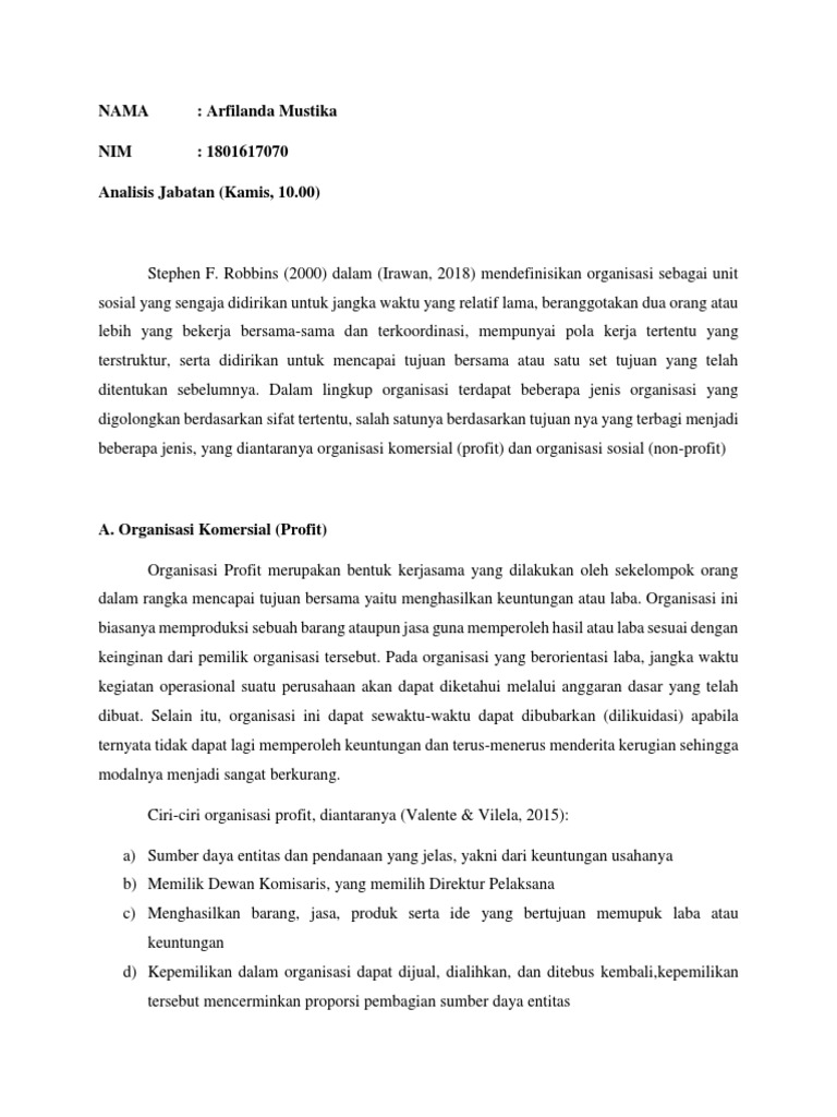 Contoh Organisasi Profit Dan Non Profit Di Indonesia | PDF
