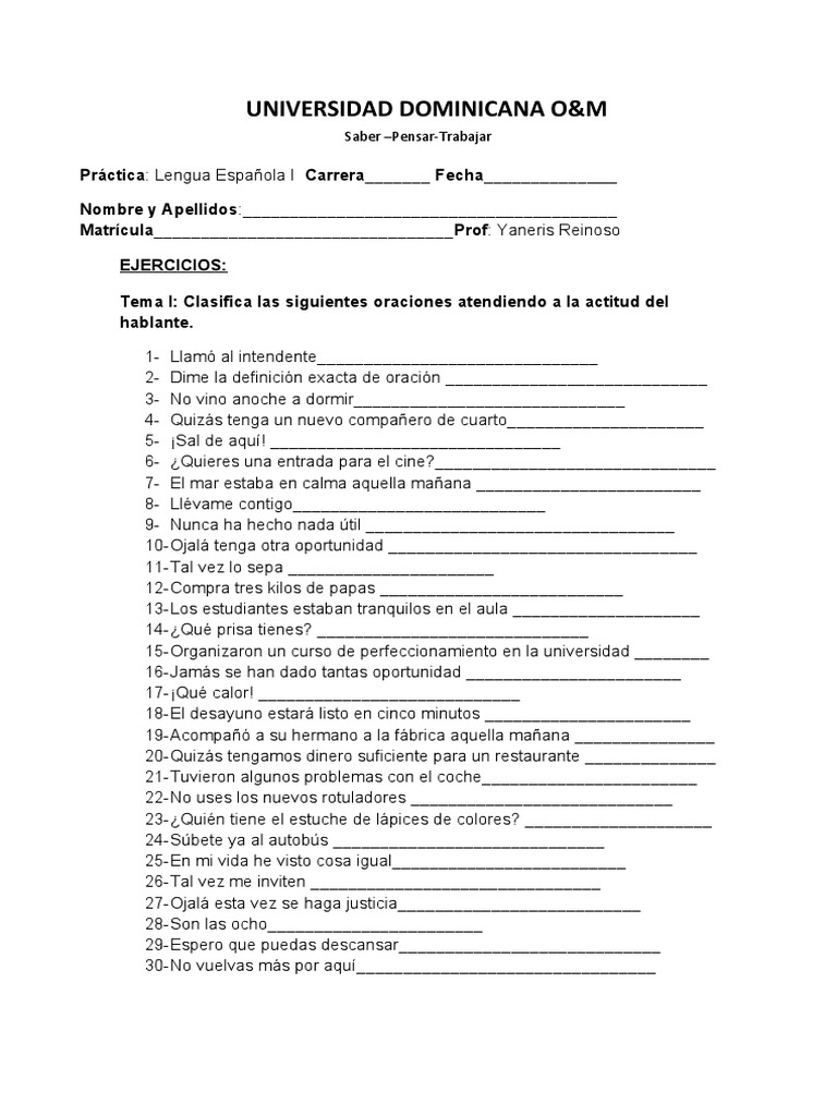 PRACT. LENG. ESP. I Oraciones Simples y Compuestas | PDF