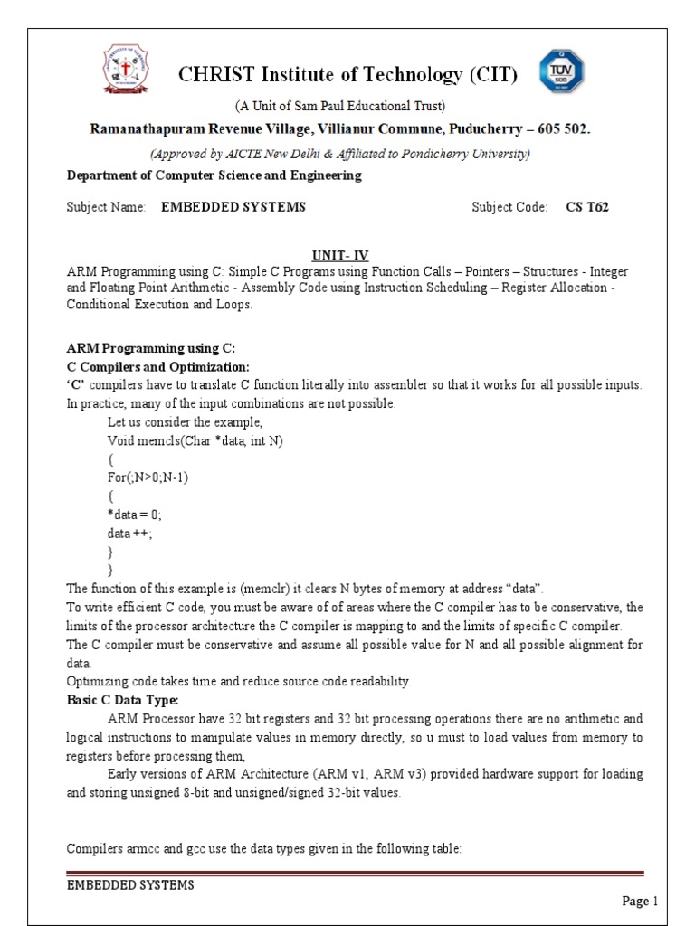 Optimizing C Code for Efficient ARM Processor Performance | PDF | Arm Architecture | Subroutine