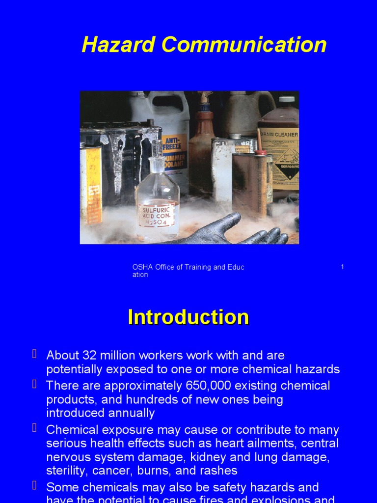 Hazard Communication: OSHA Office of Training and Educ Ation | PDF ...