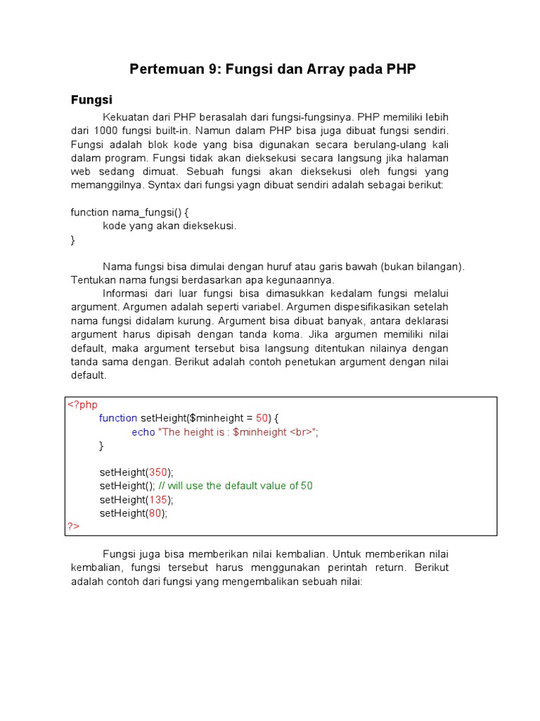 Fungsi Dan Array Pada PHP | PDF