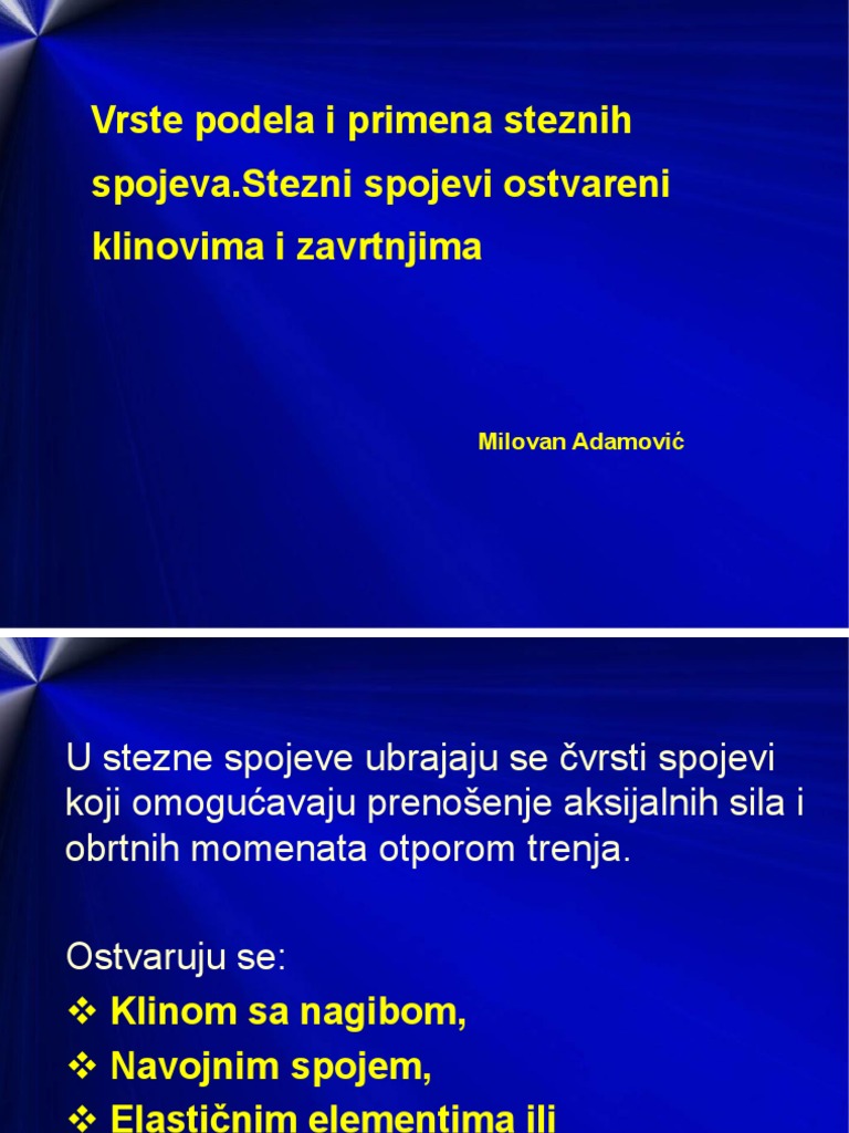 Vrste Podela I Primena Steznih Spojeva - Stezni Spojevi Ostvareni ...