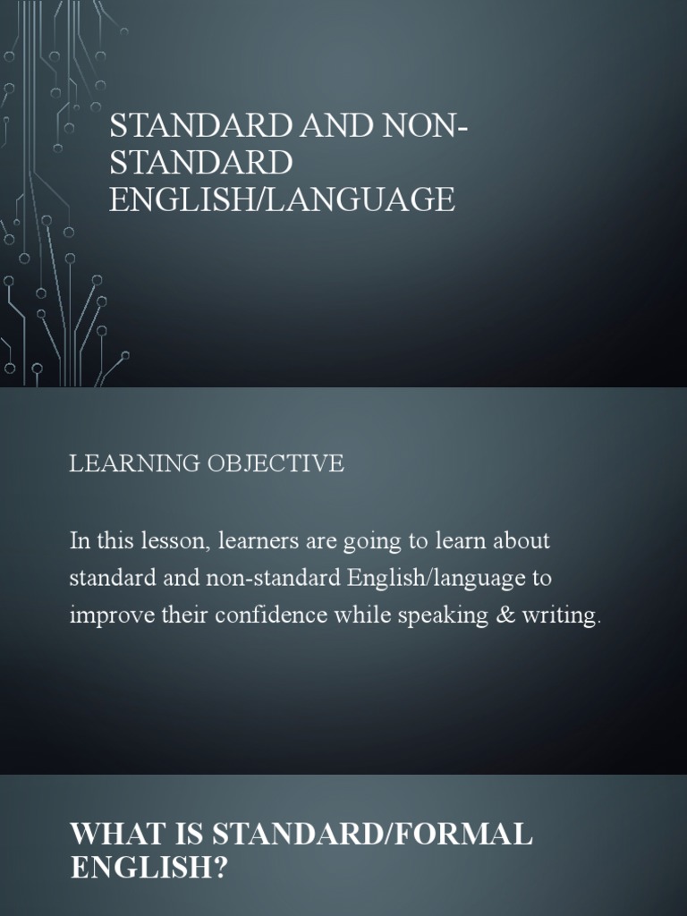 Understanding Standard vs Non-Standard English | PDF | English Language ...
