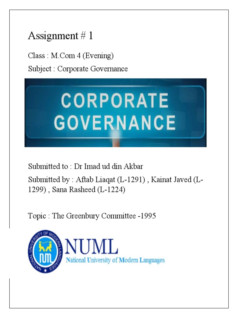 Greenbury Committee 1995 Report Summary | PDF | Corporate Governance ...
