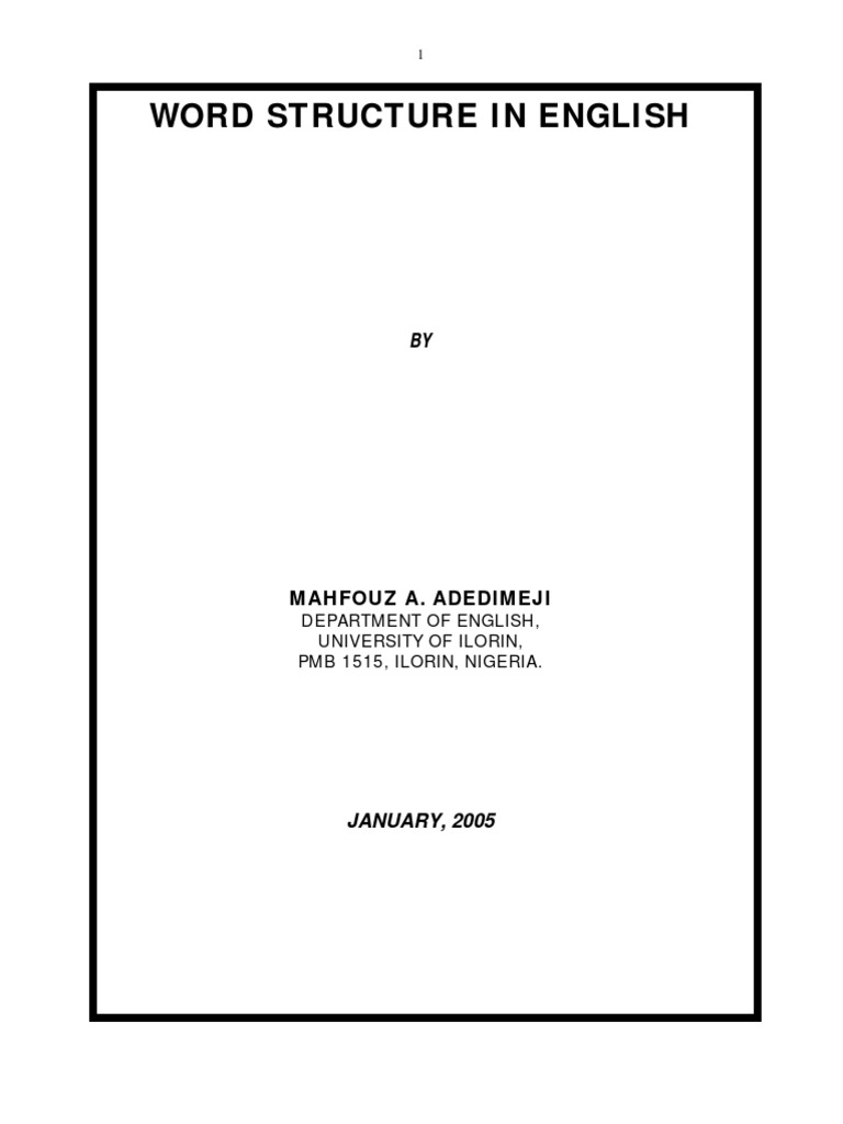 Word Structure in English | PDF | Word | Morphology (Linguistics)