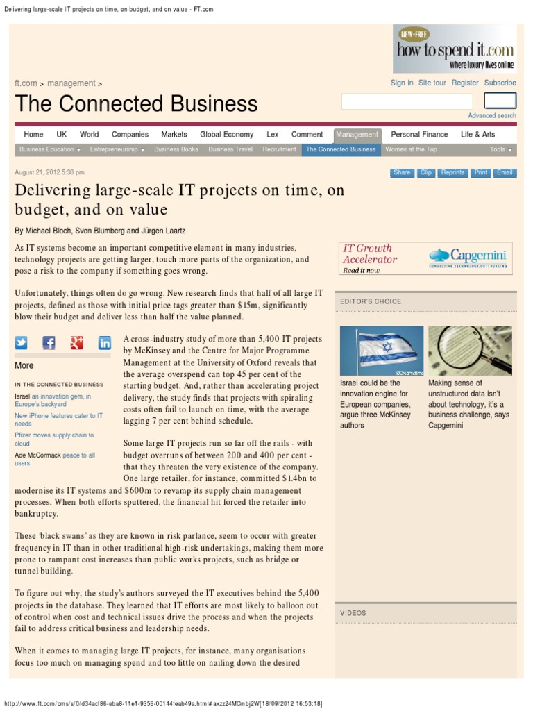 Delivering Large-Scale IT Projects On Time, On Budget, and On Value ...