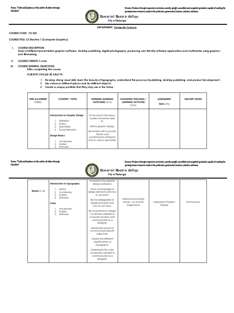 CS325 CS Elective 1 (Computer Graphics) | PDF | Graphics | Design