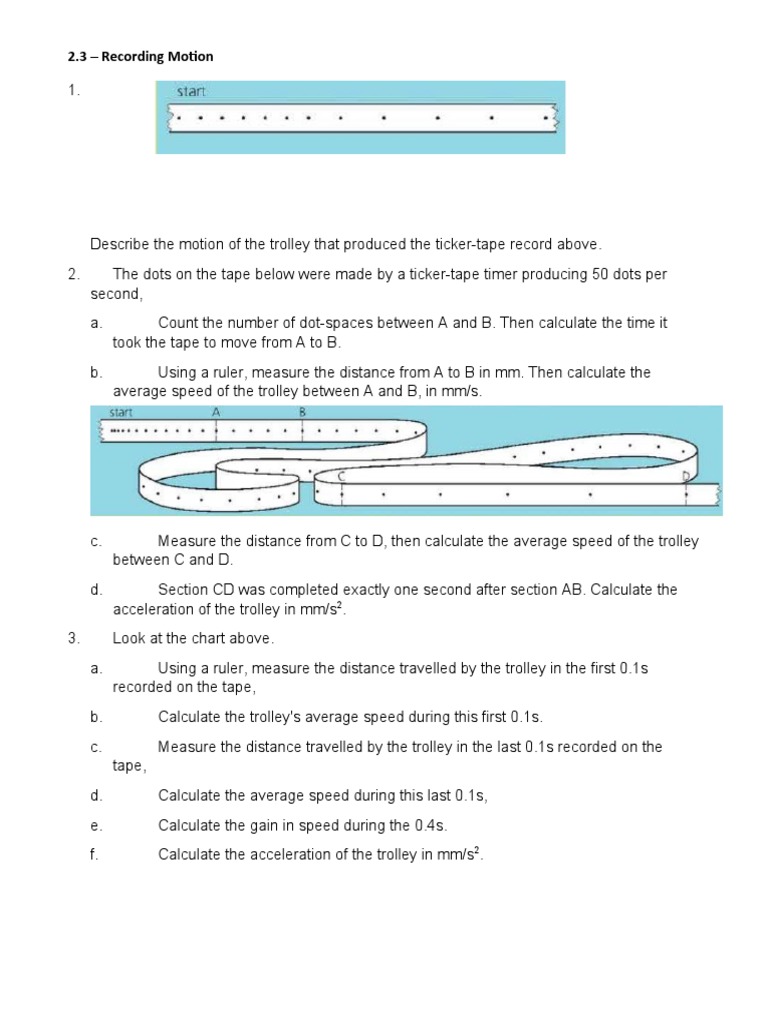 Ticker Tape Timer Motion Analysis | PDF