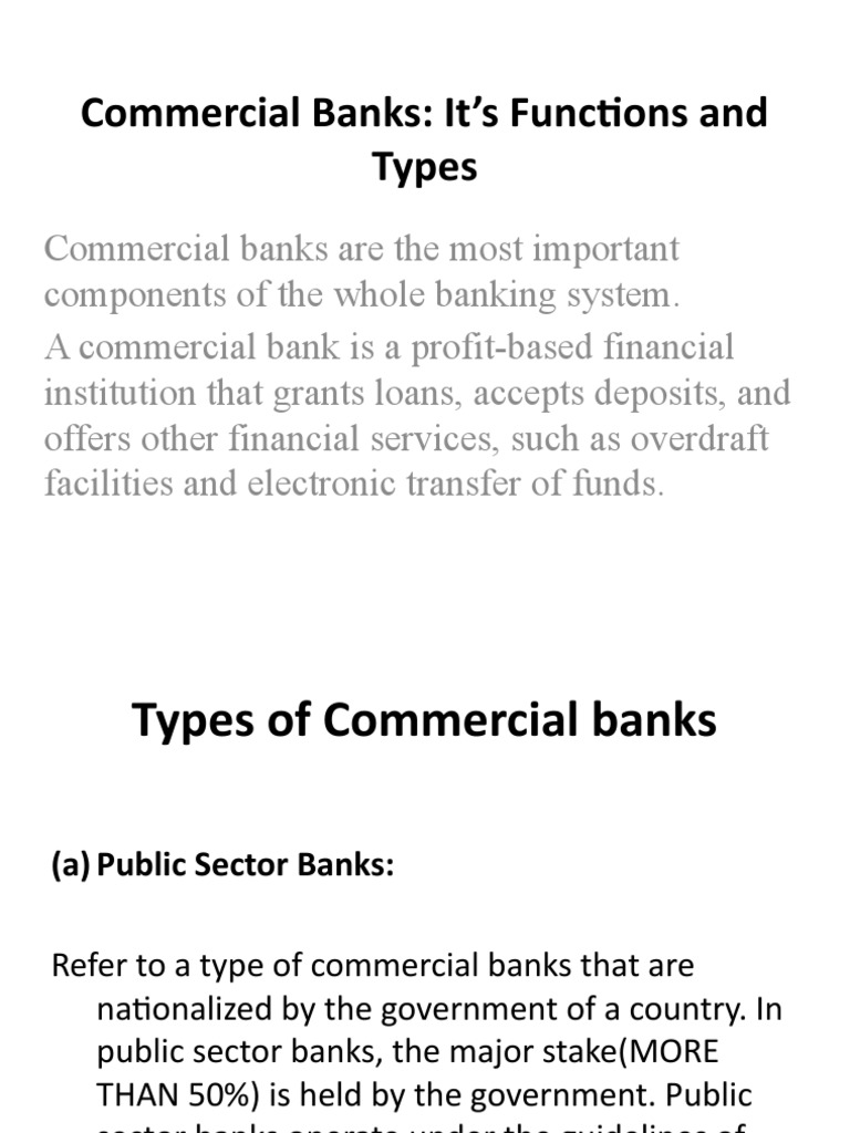 Commercial Banks Chapter 1 Slides | PDF | Overdraft | Banks