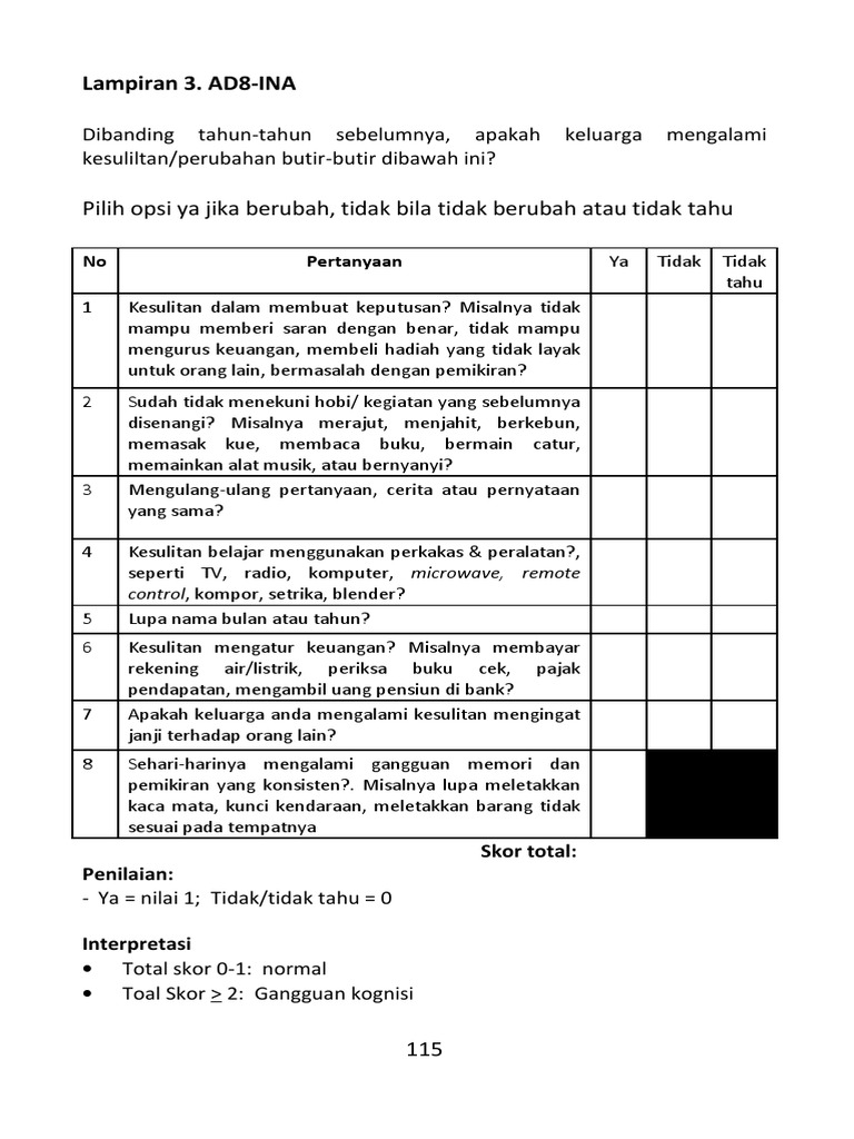 AD8 Dementia Screening Interview | PDF | Pengembangan Diri | Gaya Hidup