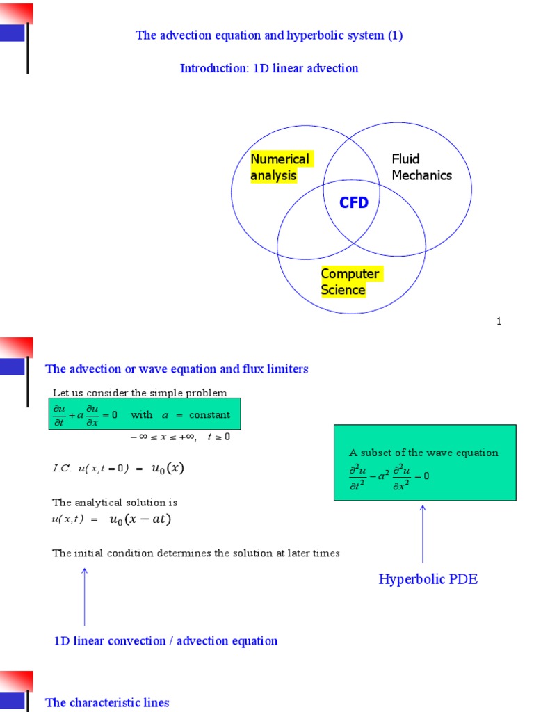 The Advection Equation and Hyperbolic System (1) Introduction: 1D ...