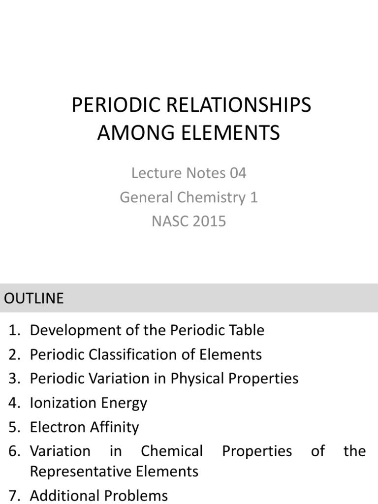 GC04 - Periodic Relationship Among Elements | PDF | Ion | Periodic Table