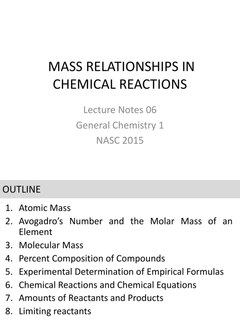 GC06 - Mass Relationships in Chemical Reactions | PDF | Mole (Unit ...