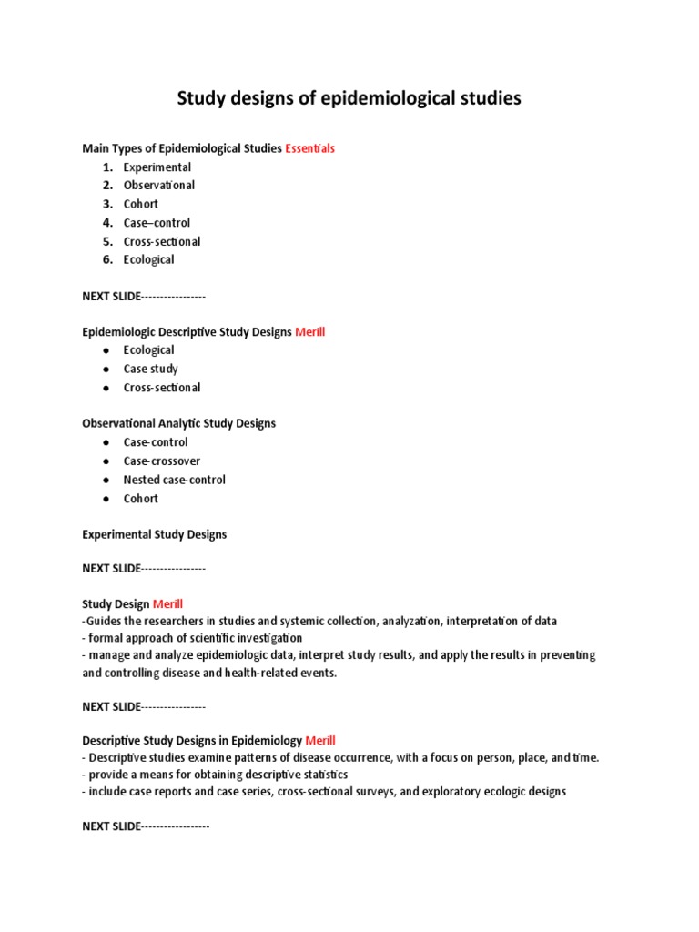 STUDY DESIGNS-for PPT Use Only | PDF | Cohort Study | Epidemiology