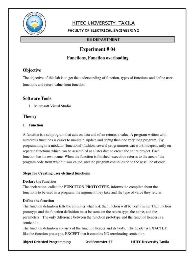 Object Oriented Programming Lab 4 Pdf Subroutine Scope Computer