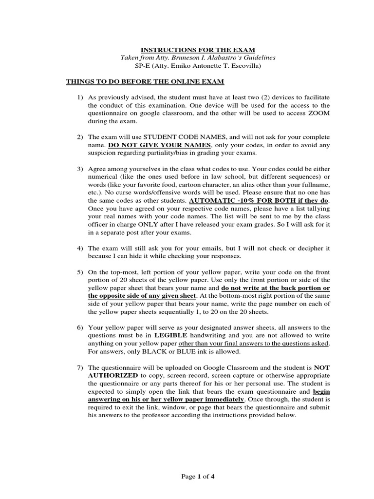 Online Exam Instructions for Students | PDF | Tablet Computer | Test ...