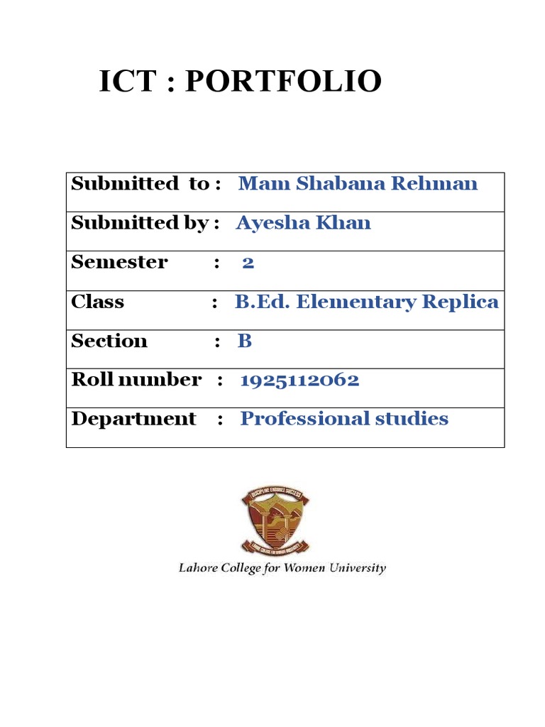 ICT Portfolio | PDF | Educational Technology | Personal Computers
