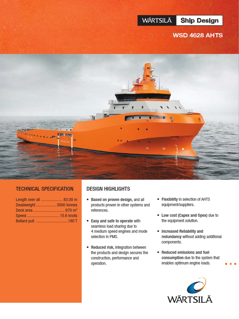 WSD 4628 Ahts: Ship Design | PDF | Marine Propulsion | Engines