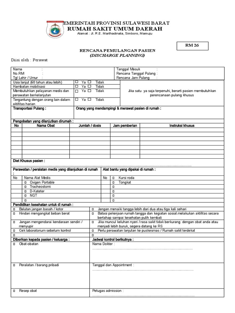 RM 26. Form Discharge Planning | PDF