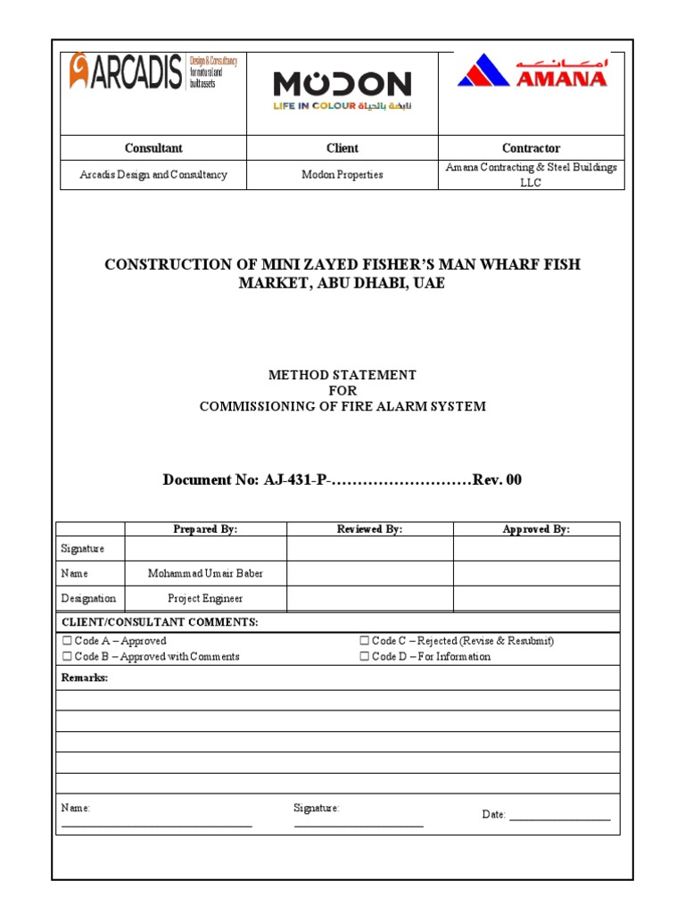 Method of Statement For Fire Alarm | PDF | Equipment | Manufactured Goods