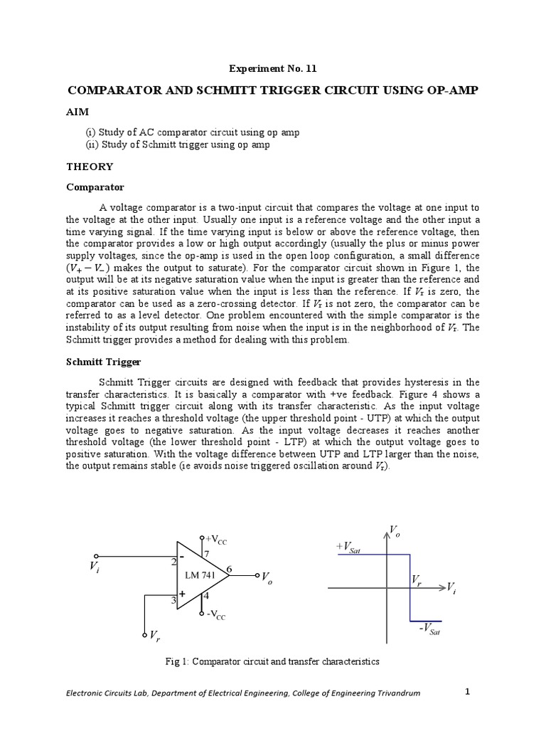 11-Comparator and Schmitt Trigger | PDF | Operational Amplifier ...