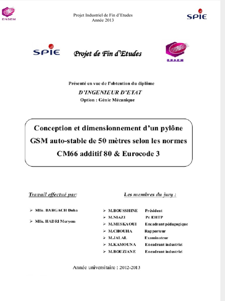 Dimensionnement d'un pylône GSM | PDF | Flambage | Flexion (matériau)