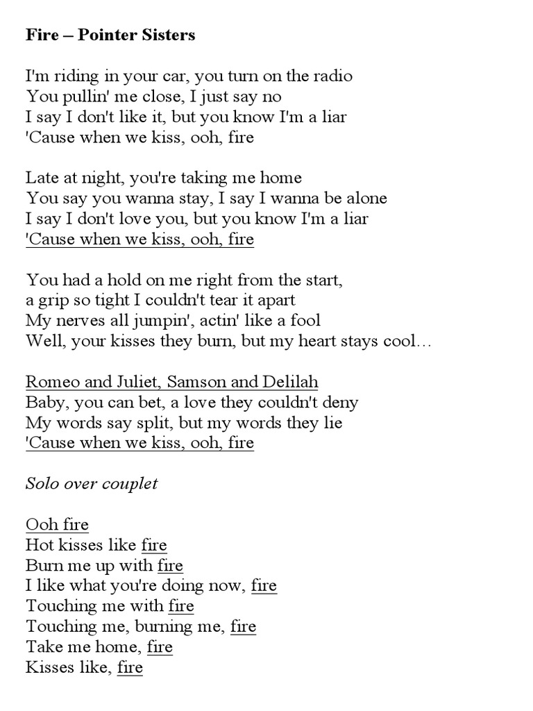 Fire - Pointer Sisters Chords | PDF