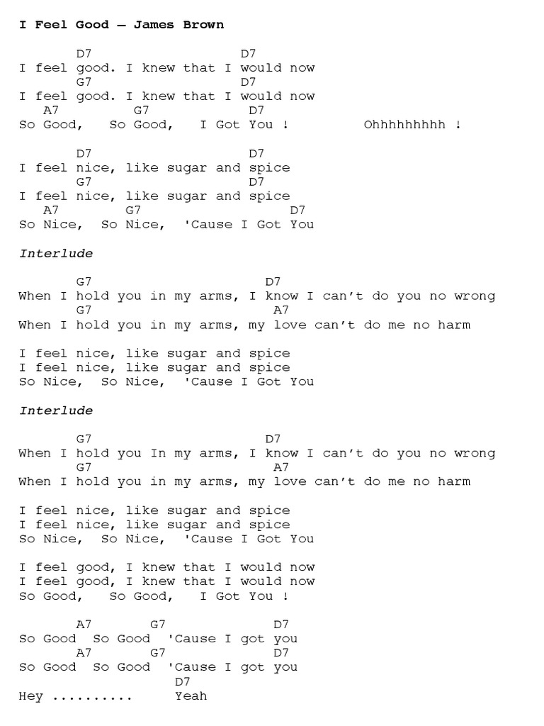 I Feel Good - James Brown Chords | PDF